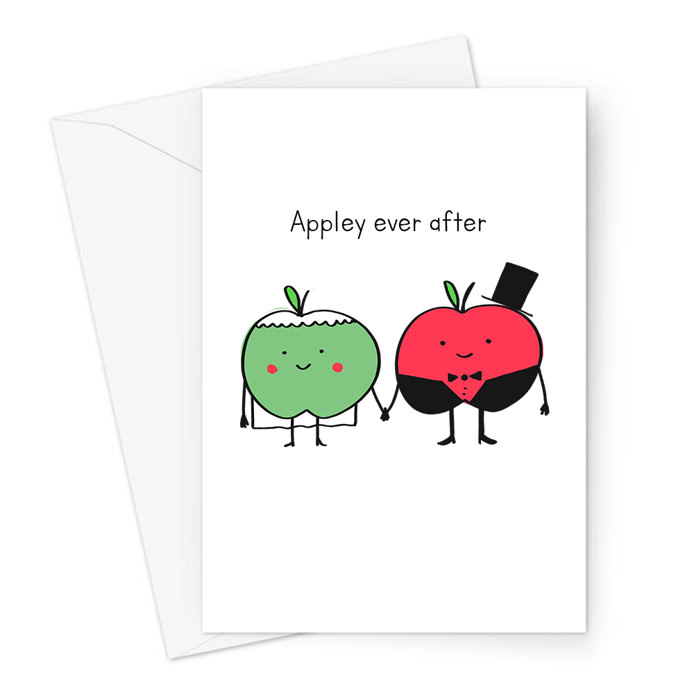 Appley Ever After Greeting Card | Cute, Kawaii, Funny Apple Pun ...