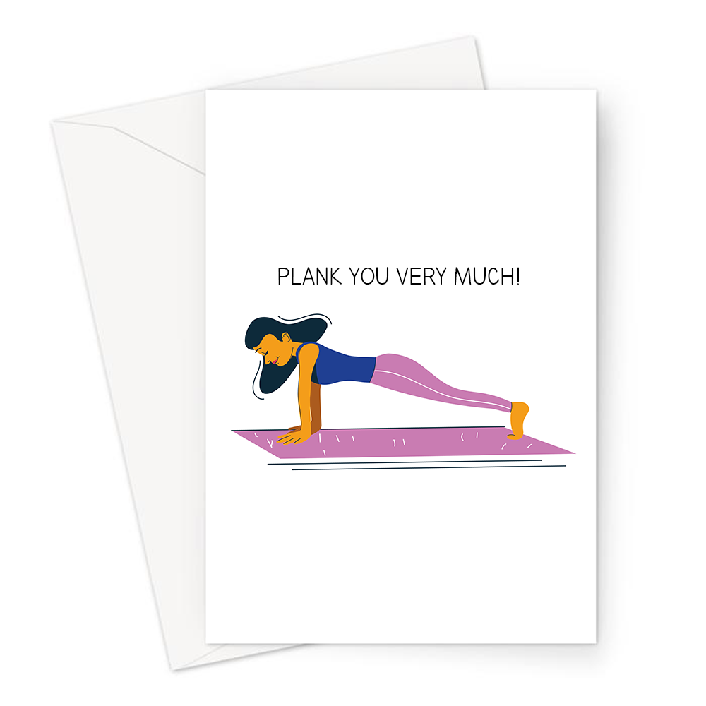 Plank You Very Much! Greeting Card | Funny Thank You Card, Yogi In ...