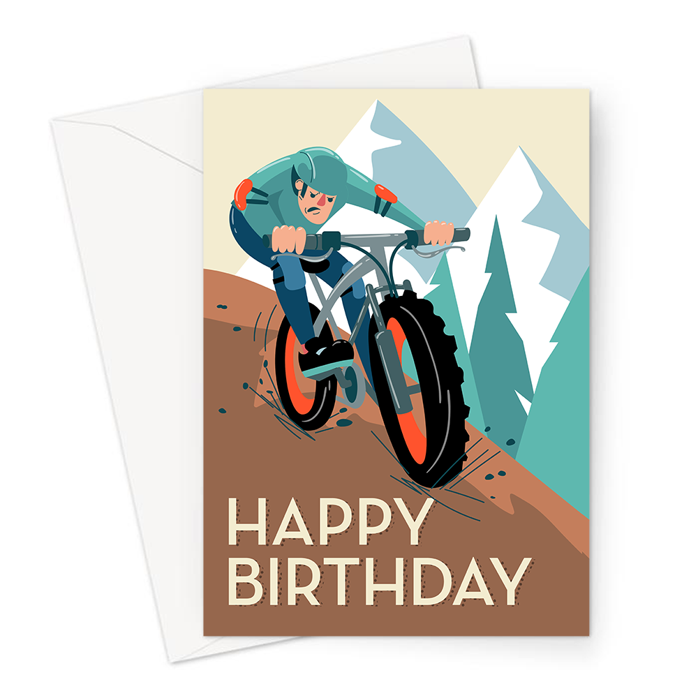 Happy Birthday Mountain Biking Greeting Card | Happy Birthday Card For ...