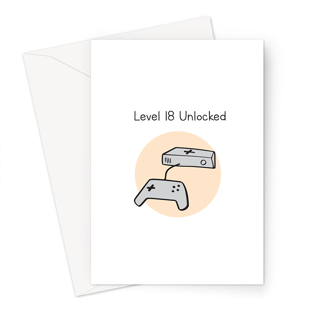 Level 18 Unlocked Greeting Card | 18th Birthday Card For Gamer ...